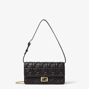 Fendi Wallet On Chain Baguette Black Nappa Leather Wallet